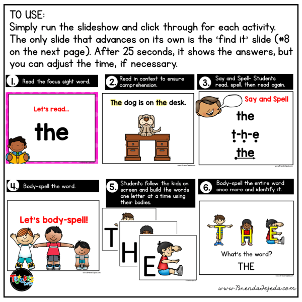 Multisensory Sight Word Practice : Body Spelling 198 words - Tejeda's Tots