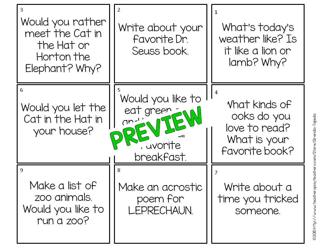 March Writing: Prompts & Journal - Tejeda's Tots