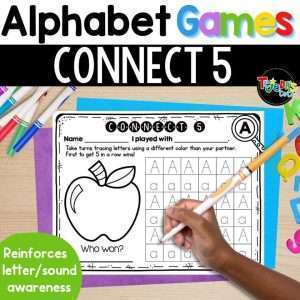 Alphabet Games: Connect 5- Partner Game - Tejeda's Tots