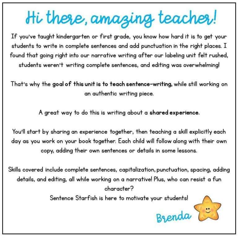 Kindergarten Writing Unit 2 - Sentences - Tejeda's Tots