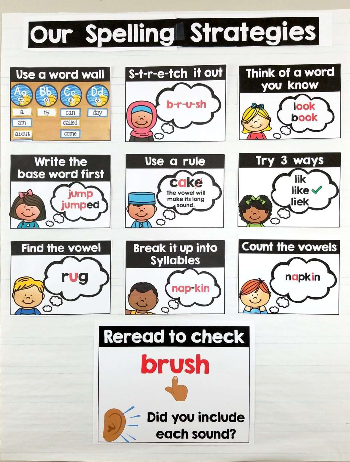 FREE Spelling Strategies Anchor Chart Pieces - Tejeda's Tots