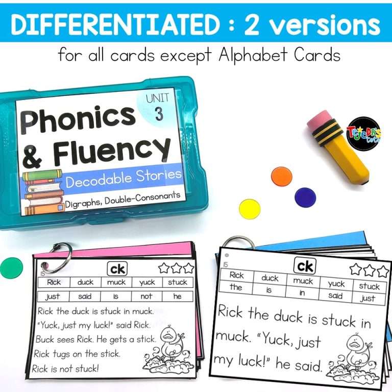 Decodable Phonics Fluency Flashcards for Reading Skill Groups and ...