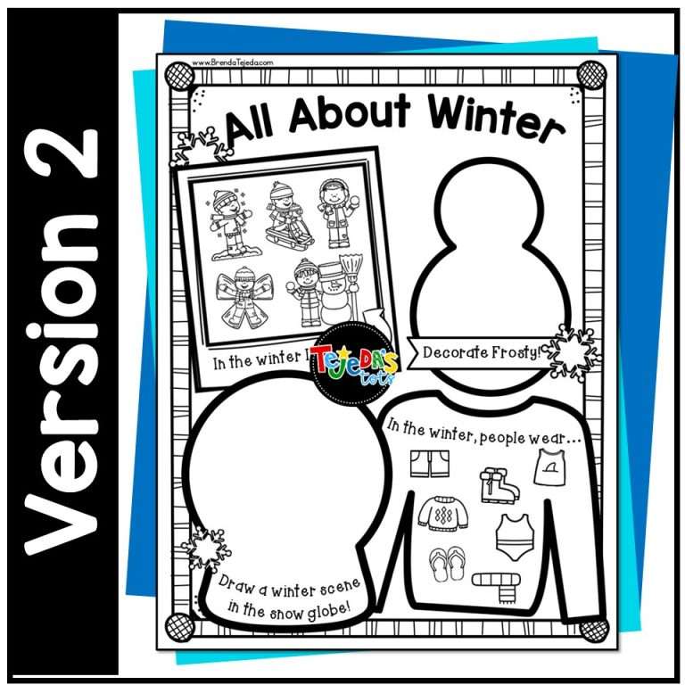 Winter Coloring Pages Activity Posters Kindergarten First Grade ...