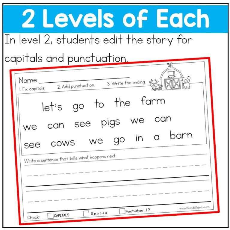 Capitalization and Punctuation Worksheets Sentence Editing and ...