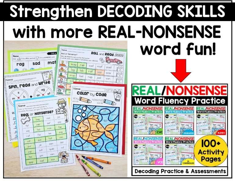Nonsense Word Fluency Practice Mazes CVC Digraphs Blends - Tejeda's Tots